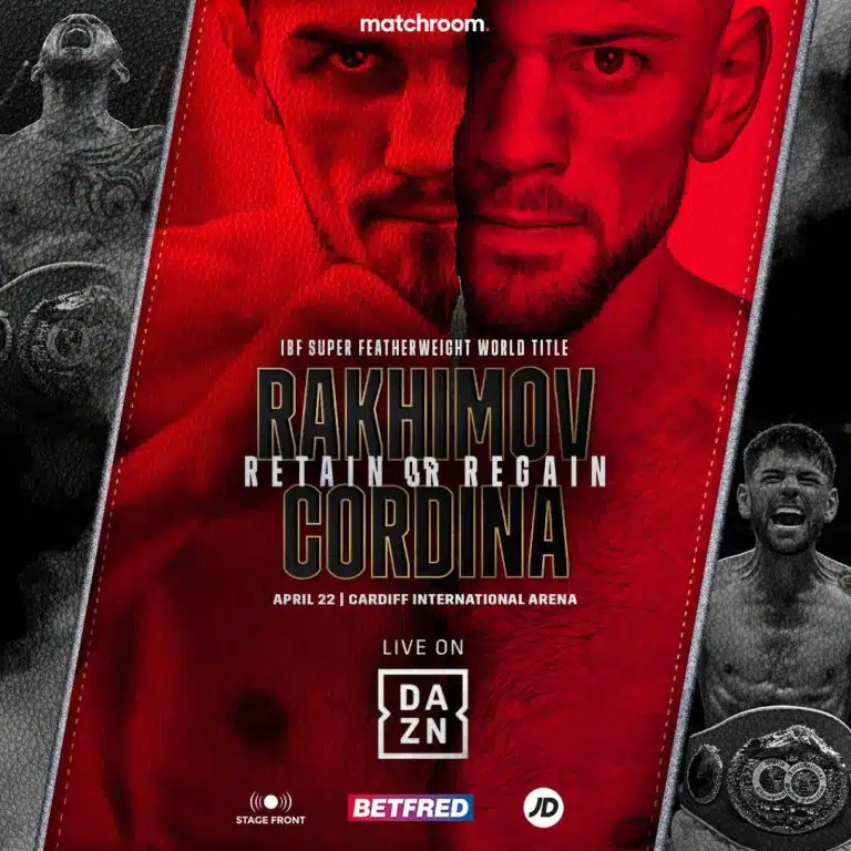 Joe Cordina vs. Shavkatdzhon Rakhimov | DAZN - 22 April 2023 - BoxRec